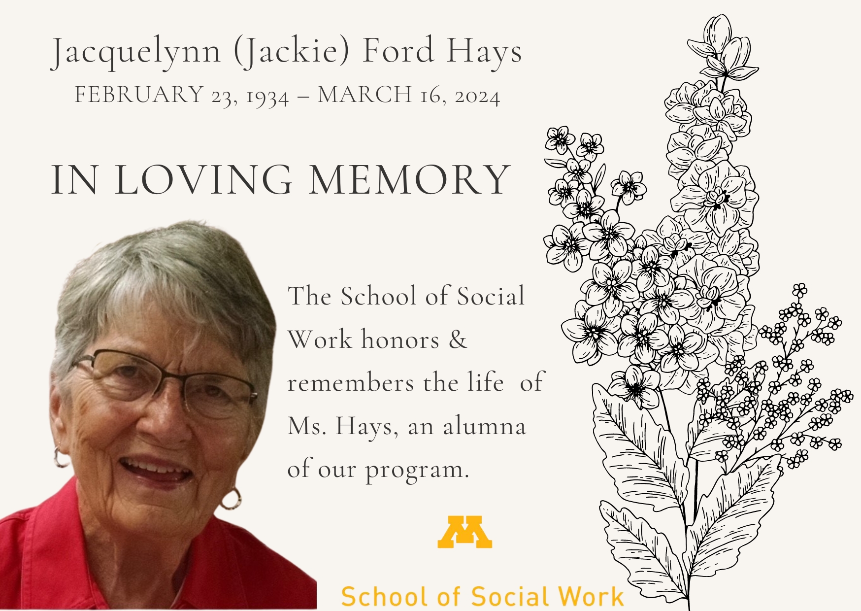 In Loving Memory: Jackie Hays | School of Social Work